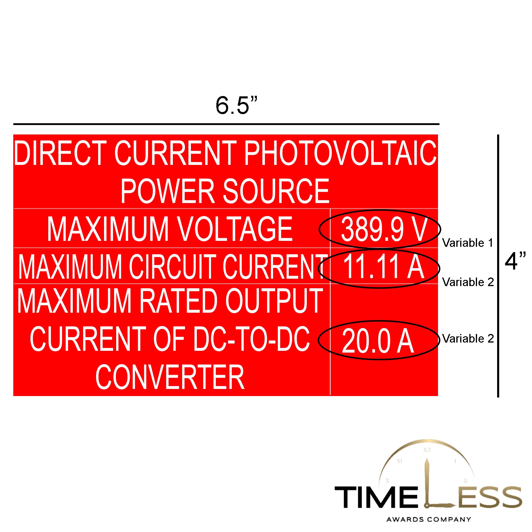 Direct Current Photovoltaic Power Source Red/White Electrical Label ...