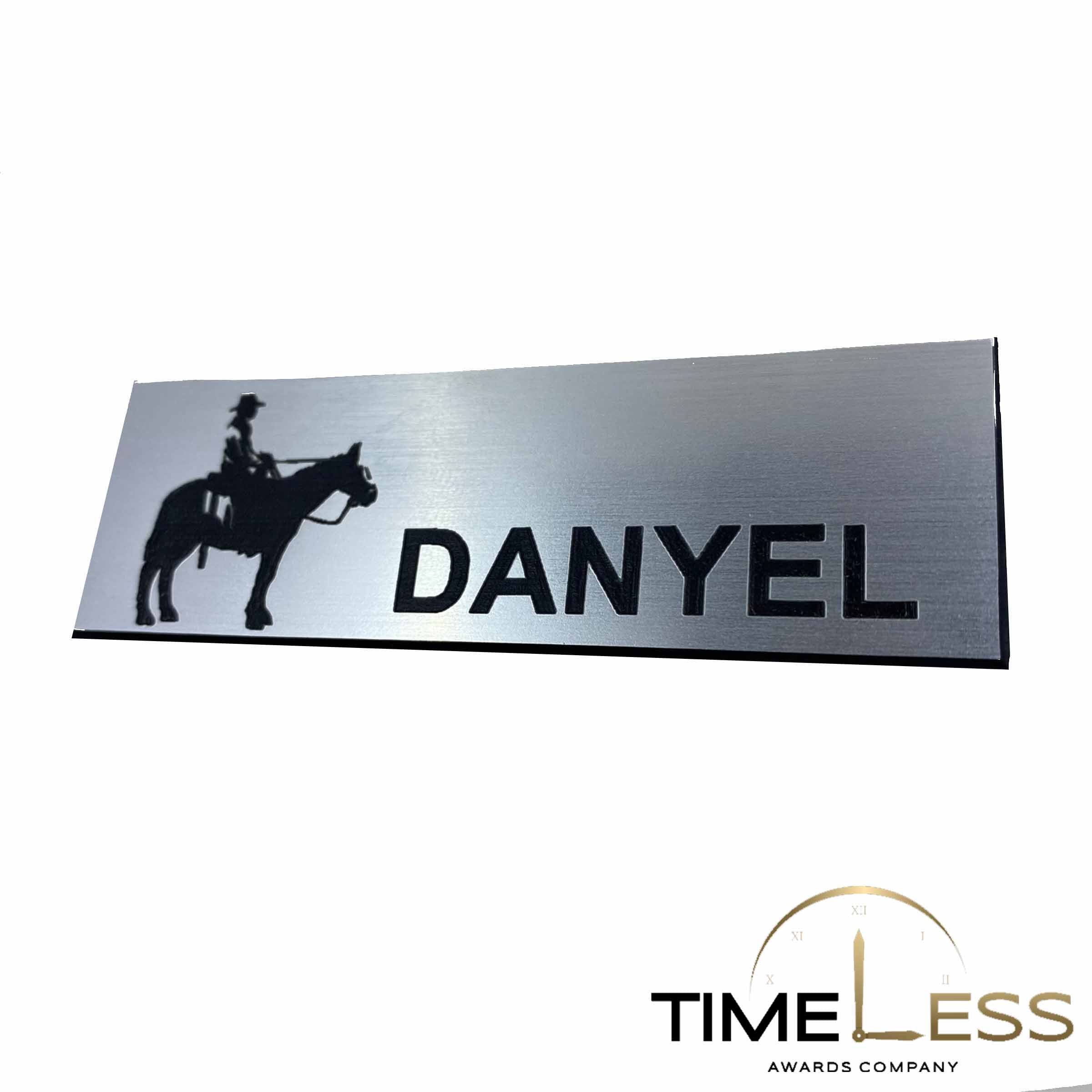 Brushed Silver (Black Engraving) Plastic Name Badge – Timeless Awards ...